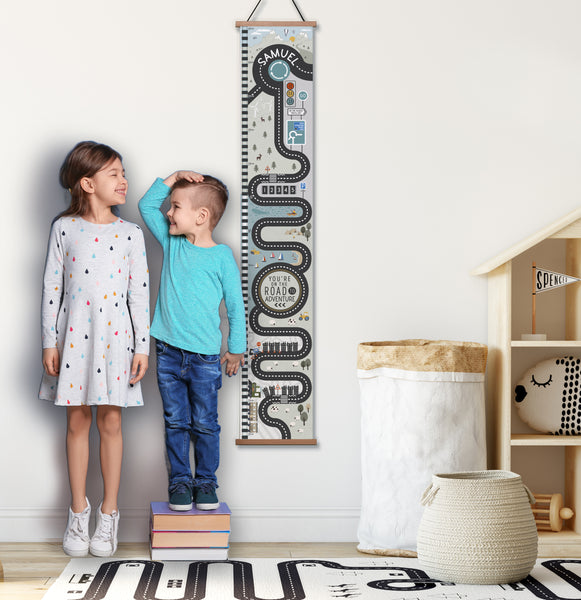 Personalised Adventure Road Map Canvas Height Chart - Pepper Print Shop