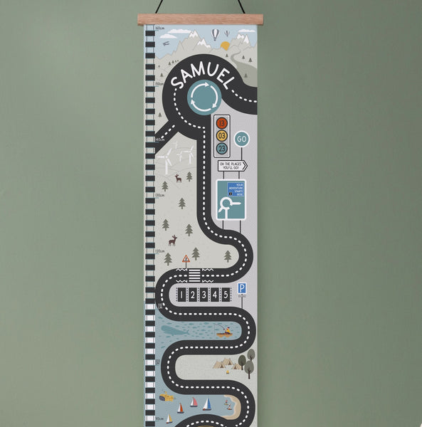 Personalised Adventure Road Map Canvas Height Chart - Pepper Print Shop